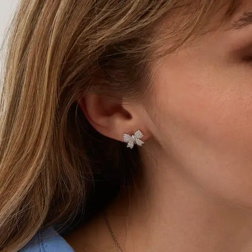 SPERO LONDON Bowtie Sterling Zirconia Stud Earrings