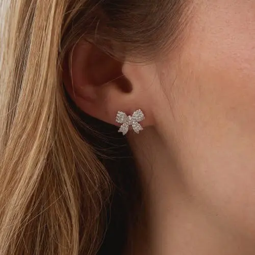 SPERO LONDON Bowtie Sterling Zirconia Stud Earrings