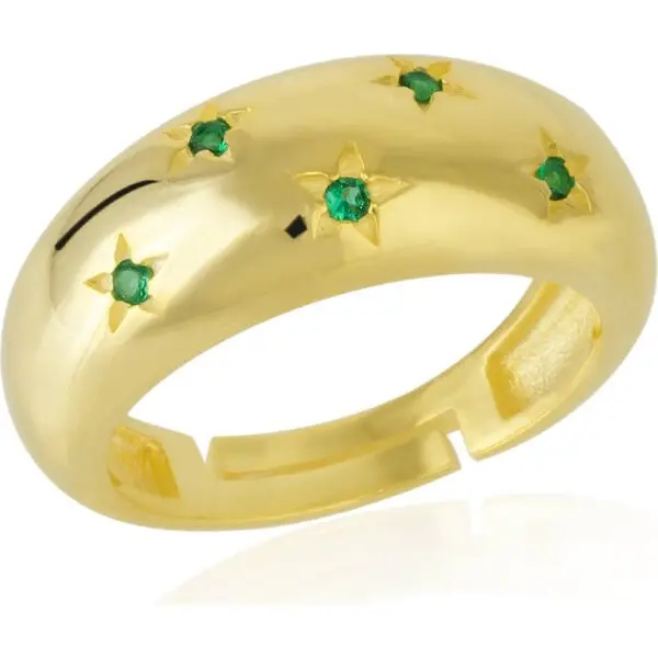 SPERO LONDON Celestial Star Sterling Silver Dome Ring - Green
