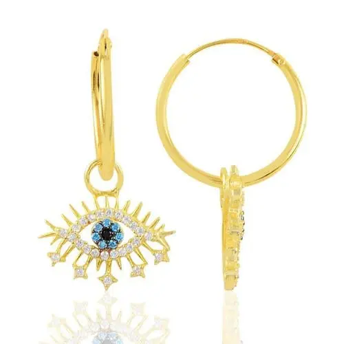 SPERO LONDON Evil Eye Charm Sterling Earrings - Gold