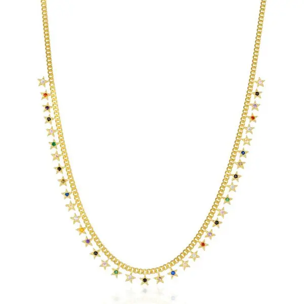 SPERO LONDON Rainbow Star Station Necklace - Gold