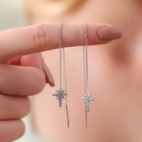 SPERO LONDON Northernstar Starburst Sterling Drop Earrings - Silver