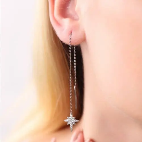 SPERO LONDON Northernstar Starburst Sterling Drop Earrings - Silver