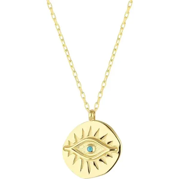 SPERO LONDON Eye Coin Sterling Evil Eye Pendant Necklace - Gold