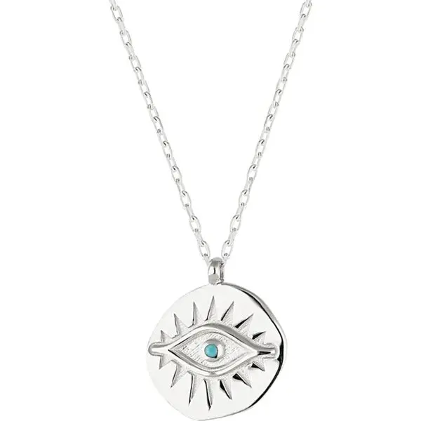 SPERO LONDON Eye Coin Sterling Evil Eye Pendant Necklace - Silver