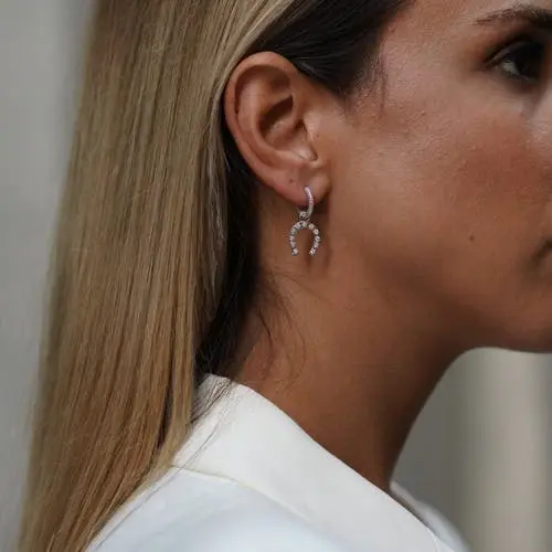 SPERO LONDON Hoop Horseshoe Earrings - Silver