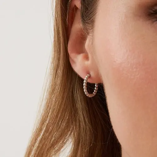 SPERO LONDON Beaded Hoop Sterling Earrings - Silver