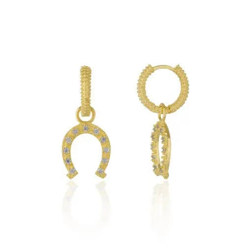 SPERO LONDON Vermeil Horseshoe Equestrian Hoop Earrings - Gold