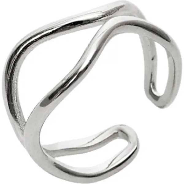 SPERO LONDON Wavy Lines Adjustable Sterling Ring - Silver