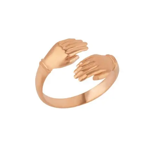 SPERO LONDON Hug Ring With Hands - Rose Gold