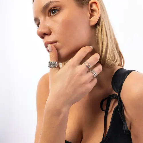 SPERO LONDON Multiple Quad Bar Ring - Silver
