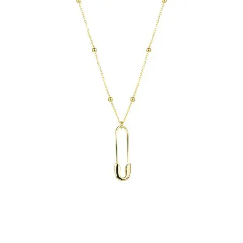SPERO LONDON Sterling Safety Pin Beaded Necklace - Gold