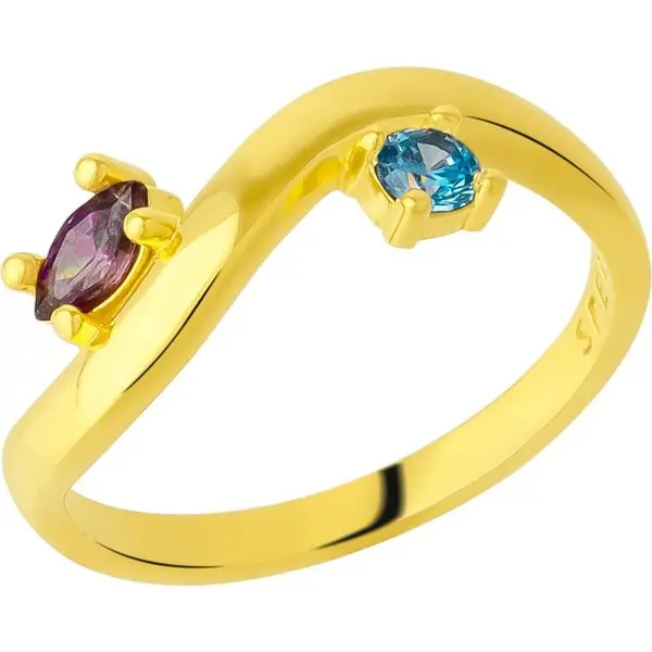 SPERO LONDON Bended Sterling Double Gemstone Ring - Gold