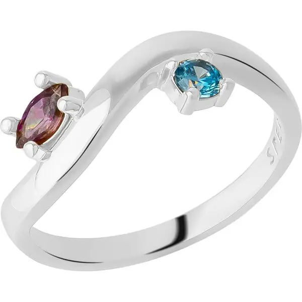 SPERO LONDON Bended Sterling Double Gemstone Ring - Silver