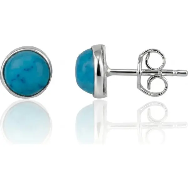 SPERO LONDON Turquoise Dome Sterling Stud Earrings - Silver