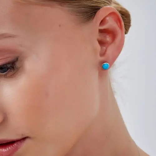 SPERO LONDON Turquoise Dome Sterling Stud Earrings - Silver