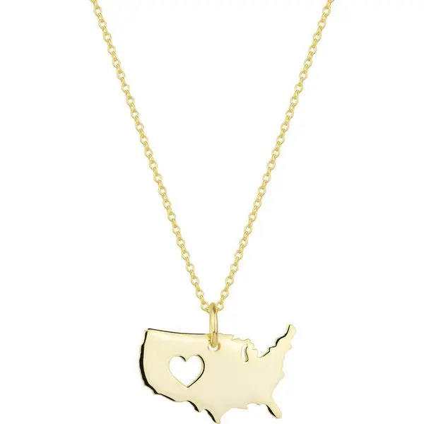 SPERO LONDON Sterling Usa Map Heart Necklace - Gold