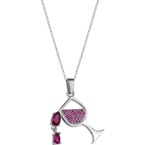 SPERO LONDON Sterling Red Wine Glass Pendant Necklace - Silver