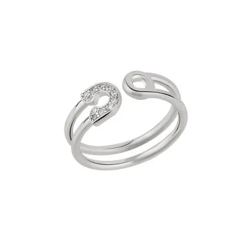 SPERO LONDON Sterling Pave Safety Pin Ring - Silver