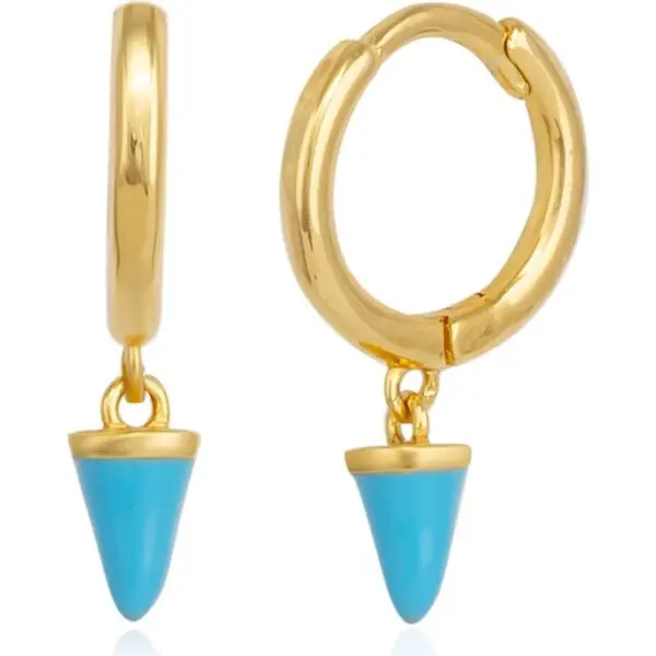 SPERO LONDON Turquoise Spike Pave Hoop Drop Earrings - Gold