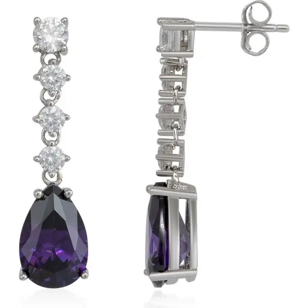 SPERO LONDON Pear Shape Amethyst Drop Earrings - Purple