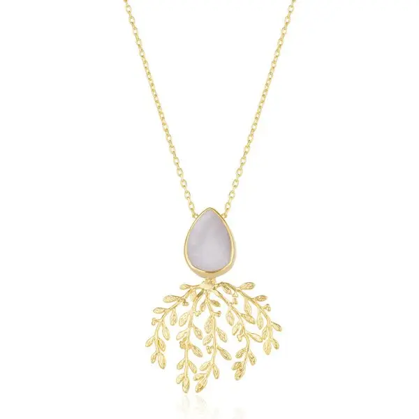 SPERO LONDON Mother Of Pearl Olive Branch Sterling Silver Necklace - Gold