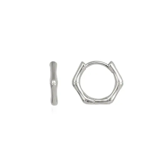SPERO LONDON Bone Shape Hexagonal Huggie Hoop Earrings - Silver