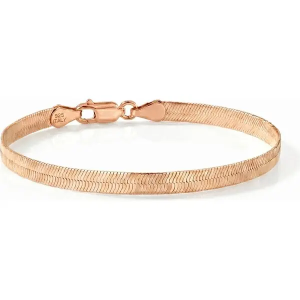 SPERO LONDON Italian Herringbone Sterling Silver Chain Bracelet - Rose Gold