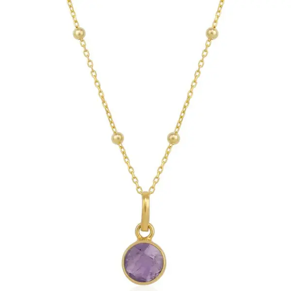 SPERO LONDON Sterling Silver Amethyst Pendant Necklace - Gold
