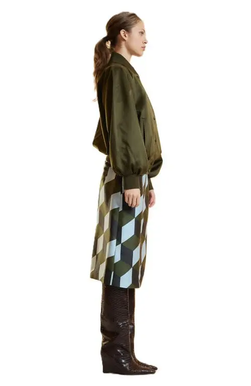 Cynthia Rowley Satin Bomber Jacket - Army Green