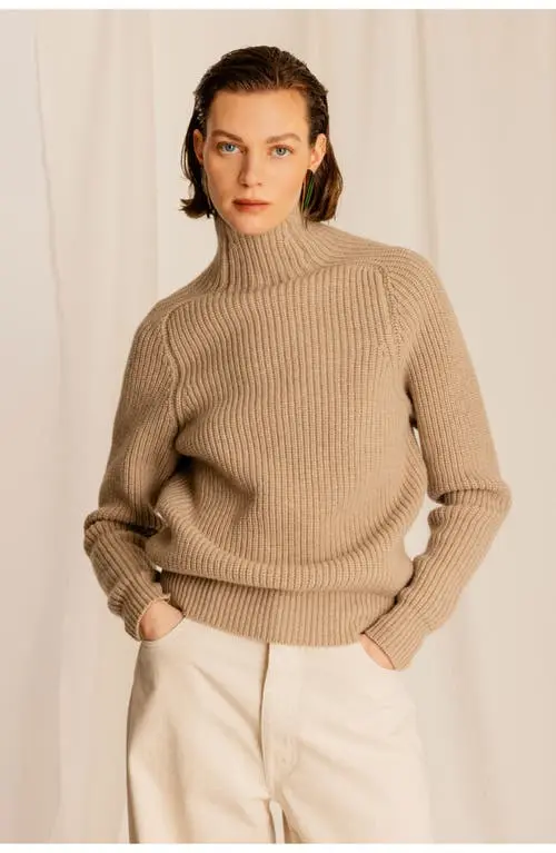 FORTELA Leona High Neck Wool Sweater - Beige