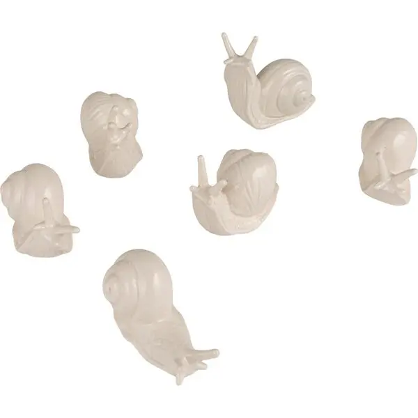 STORIED HOME 6-piece Stoneware Snails Accent Decor - White