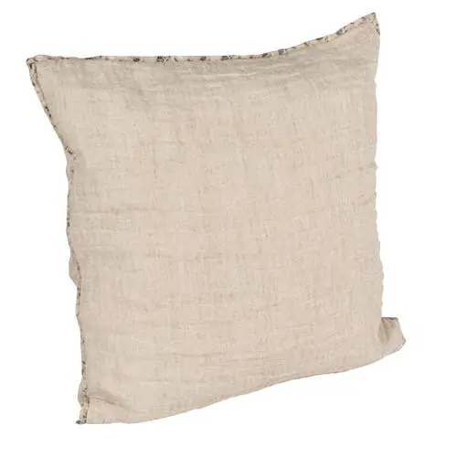 STORIED HOME Patterned Edge Woven Cotton And Linen Pillow - Natural