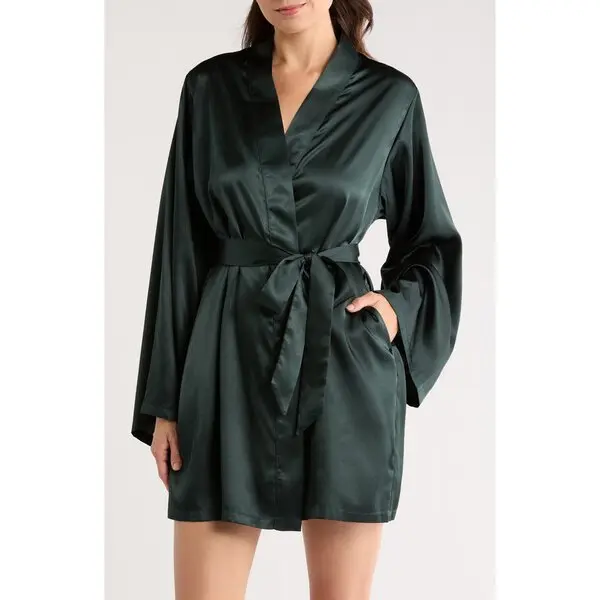 KILO BRAVA Satin Robe - Forest Green