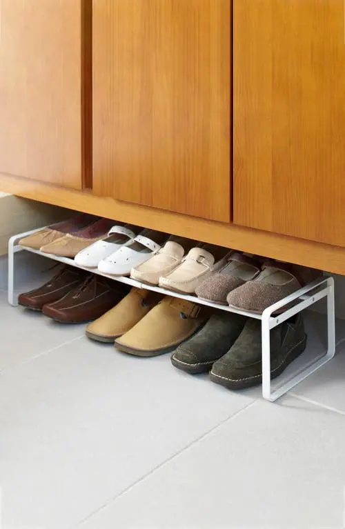 YAMAZAKI Stackable Expandable Steel Shoe Rack - White