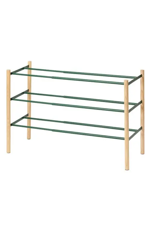 YAMAZAKI Expandable Three-tier Shoe Rack - Forest Green