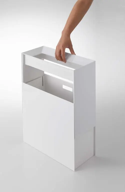 YAMAZAKI Wide Trash Can - White