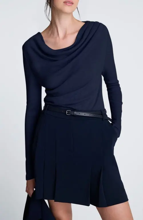 KENNETH COLE Draped Asymmetric Sweater - Dark Navy