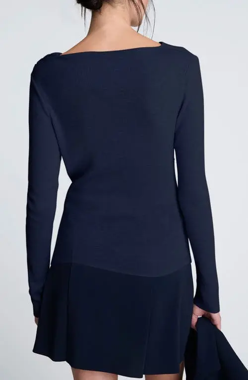 KENNETH COLE Draped Asymmetric Sweater - Dark Navy