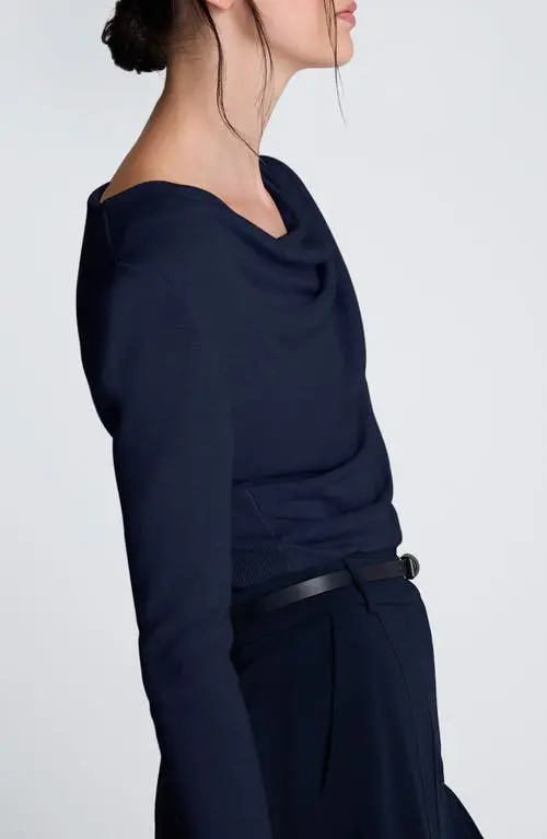 KENNETH COLE Draped Asymmetric Sweater - Dark Navy