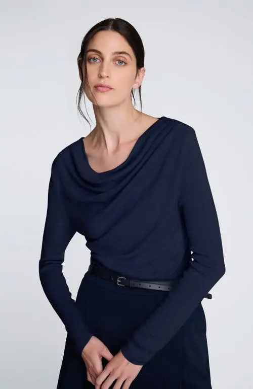KENNETH COLE Draped Asymmetric Sweater - Dark Navy