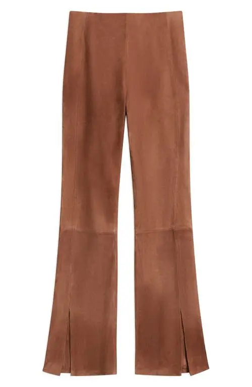 Theory Slit Hem Suede Straight Leg Pants