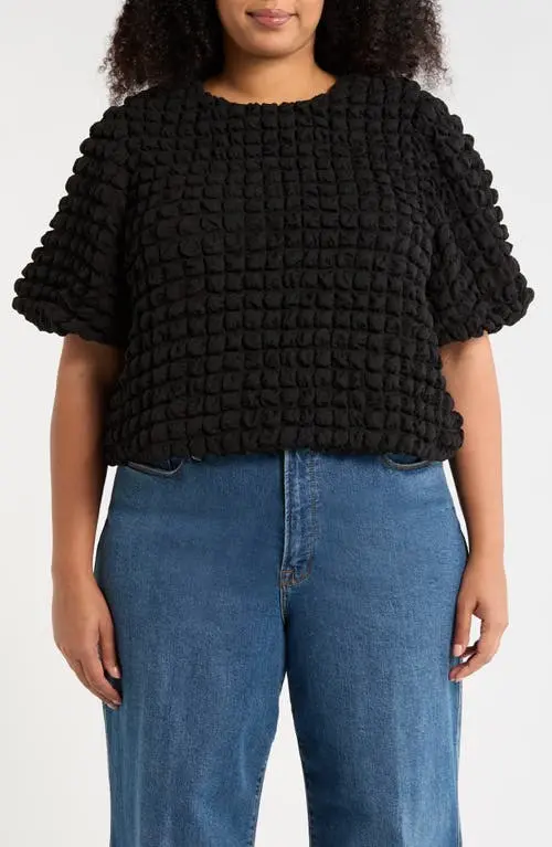 SUGARLIPS Textured Puff Sleeve Crop Top