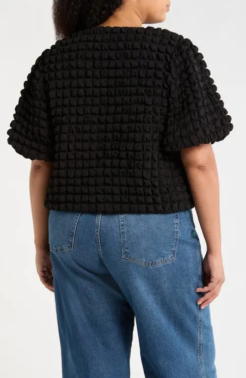 SUGARLIPS Textured Puff Sleeve Crop Top