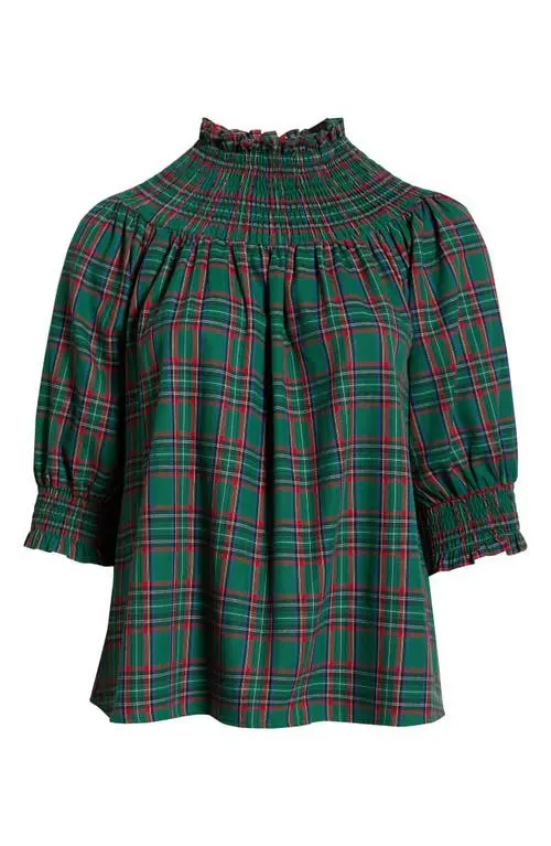SUGARLIPS Jace Plaid Smocked Top
