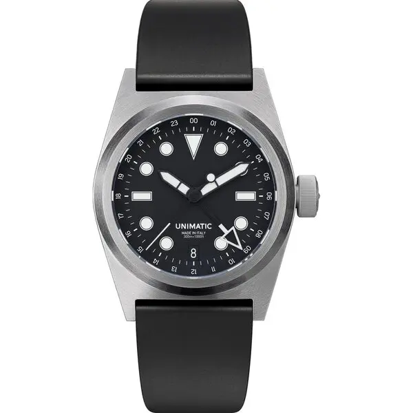 UNIMATIC Rubber Strap Field Watch - Black