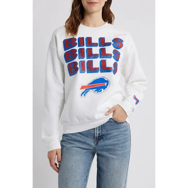 Junk Food Bills Repeat Bling Graphic Sweatshirt - White