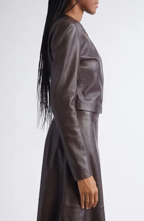 St. John Clarissa Napa Leather Crop Jacket
