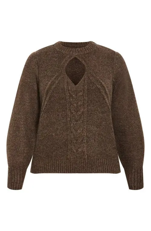 City Chic Salem Cutout Sweater - Chocolate