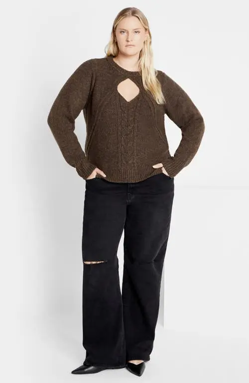 City Chic Salem Cutout Sweater - Chocolate